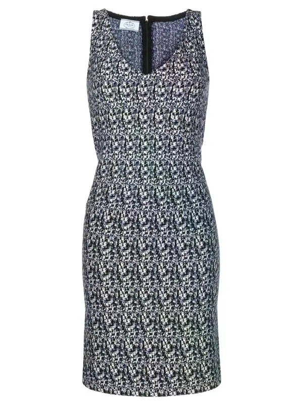 Prada Abstract-print Knit Dress - Blue