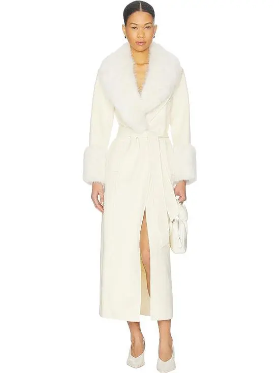 ELLIATT Aria Coat With Faux Fur Trim - Ivory