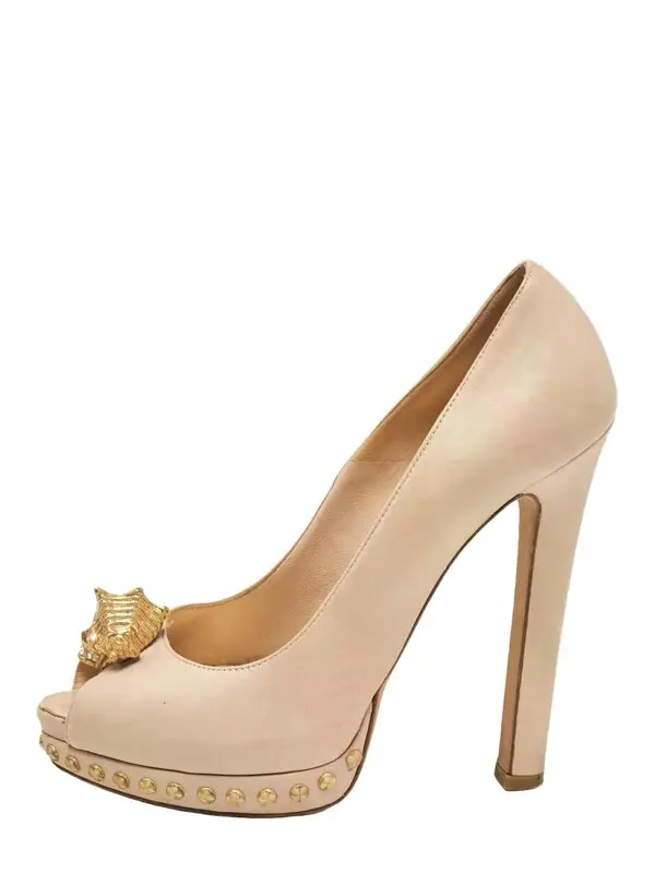Alexander McQueen Studded Peep-toe Platform Pumps - Neutrals