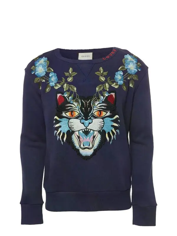 Gucci Embroidered Cotton Sweatshirt - Blue