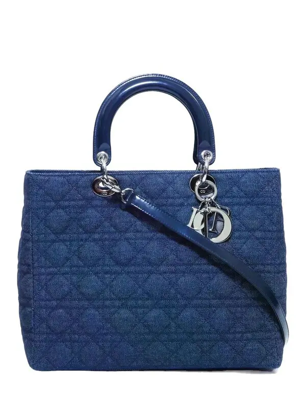 Dior Pre-owned 2000 Large Cannage Lady Two-way Handbag - Blue