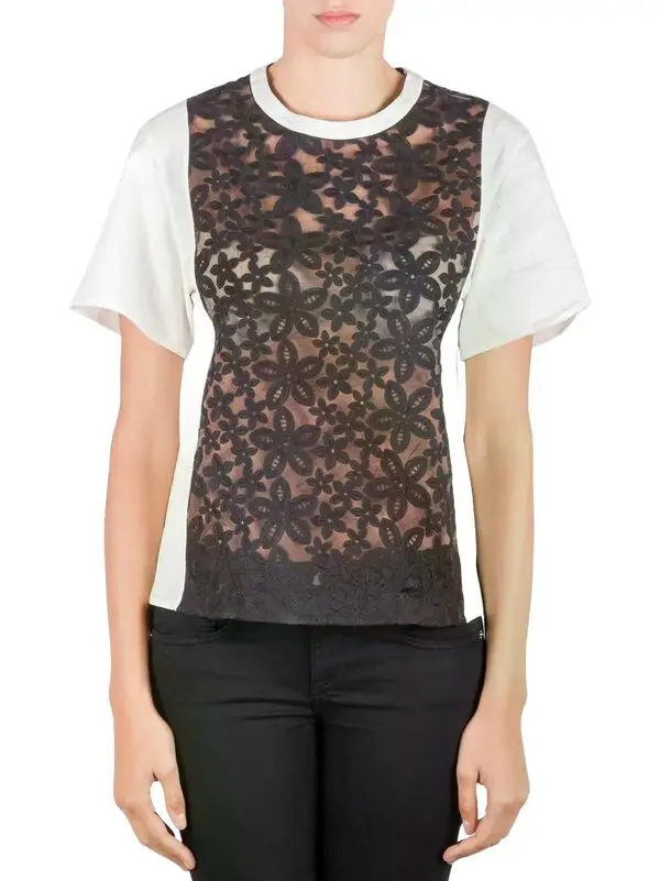 JOSEPH Floral Lace T-shirt - Black