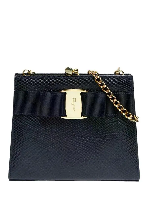 FERRAGAMO 1990-2000s Mini Vara Chain Shoulder Bag - Black