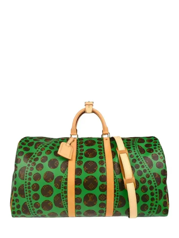 LOUIS VUITTON X Yayoi Kusama 2012 Pumpkin Dot Keepall 55 Duffle Bag - Brown