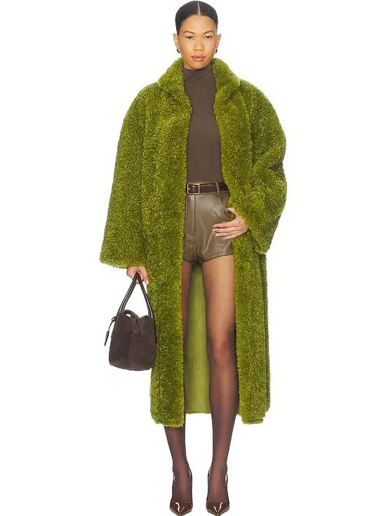 Essentiel Antwerp Ispot Faux Fur Coat - Brat Olive