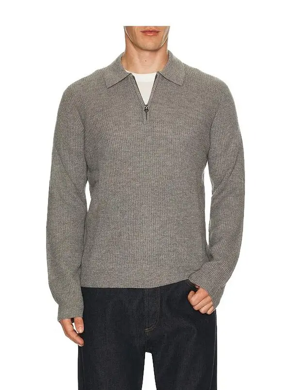 Rails Monty Quarter Zip Polo In Grey - Finch