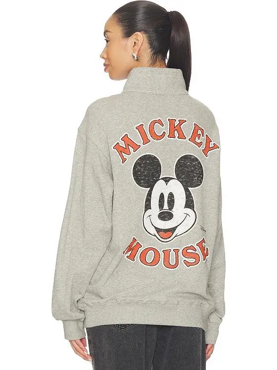 Junk Food Mickey Mouse Fleece Yoke Sweatshirt - Heather Grey