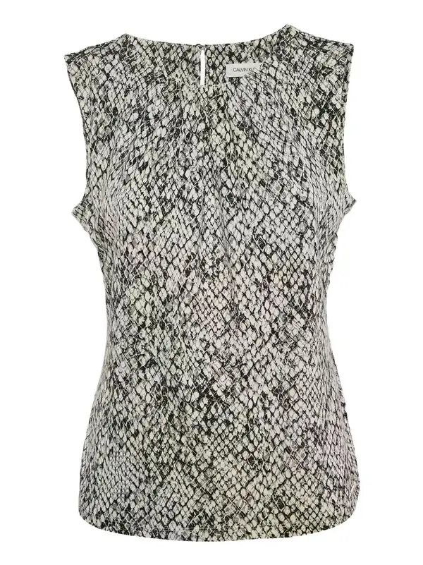 Calvin Klein Vintage Snakeskin-print Sleeveless Top - White