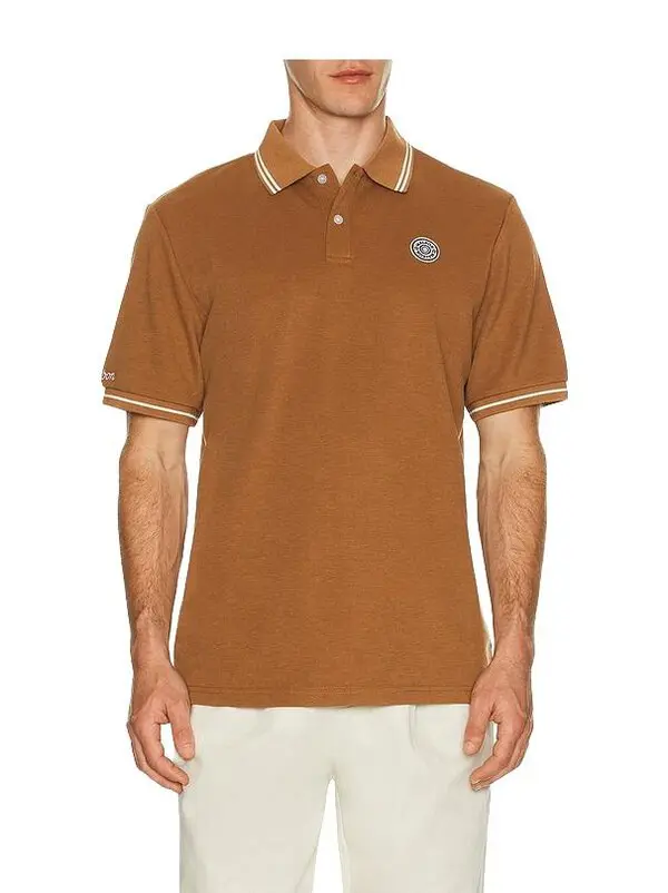MALBON Fairway Applique Pique Polo In Tan - British Tan