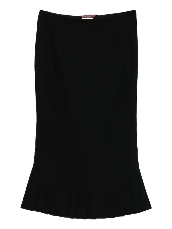 John Galliano 1990s Pleated-hem Midi Skirt - Black