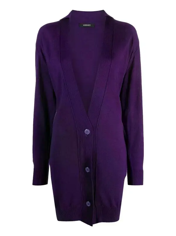 Versace 1990s V-neck Knee-length Cardigan - Purple