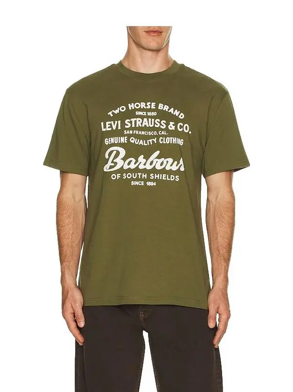 Barbour X Levi's Graphic T-shirt In Olive - Canvas Olive