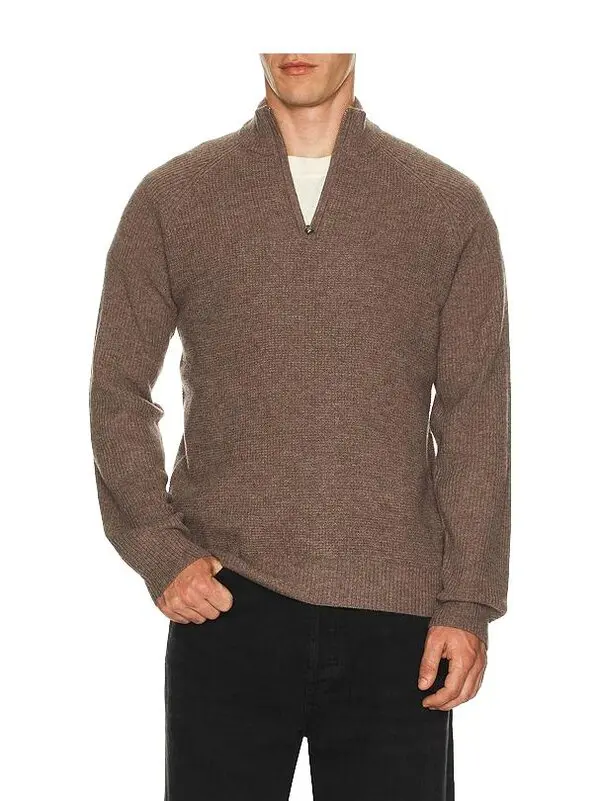 Rails Stark Quarter Zip Sweater - Brown Melange