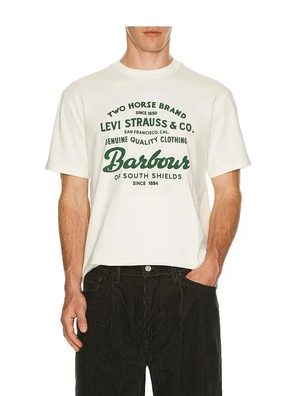 Barbour X Levi's Graphic T-shirt In White - Whisper White