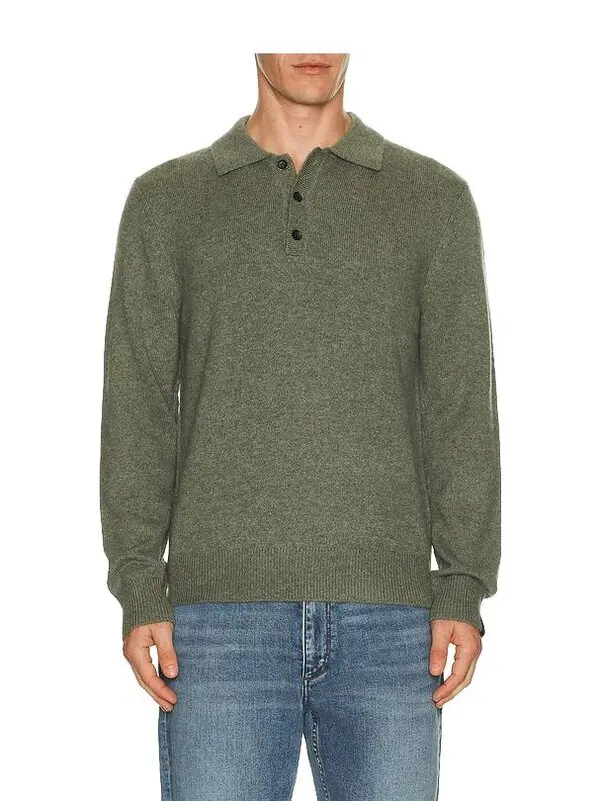 Rag & Bone Declan Rugby Polo In Army - Army Green