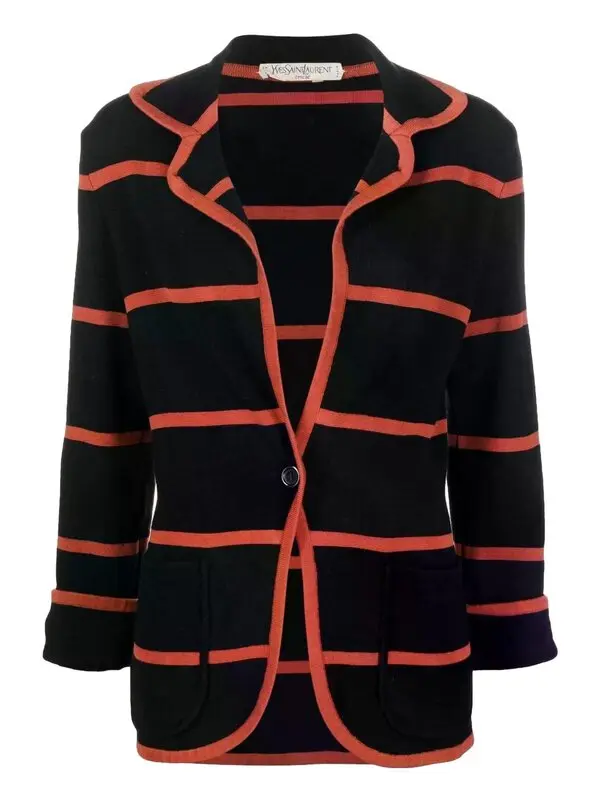 Saint Laurent Pre-owned 1970s Striped Blazer - Black