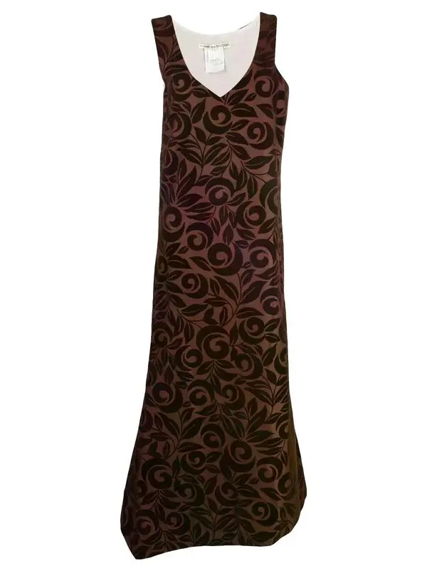 Comme Des Garçons 1996 Foliage-print Velvet Dress - Brown