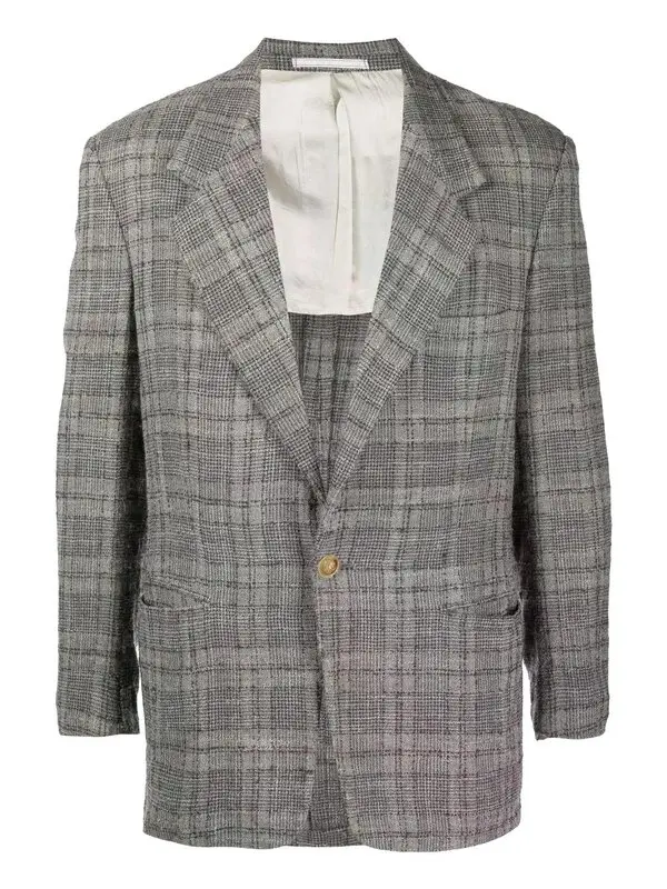 Versace 1980s Notched Lapels Checked Blazer - Grey