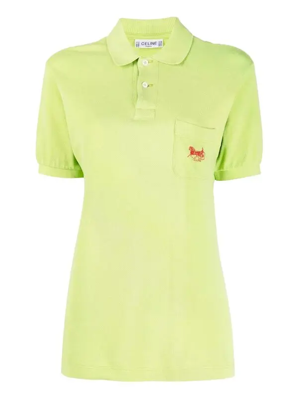 Celine 1990s Logo-embroidered Polo Shirt - Green