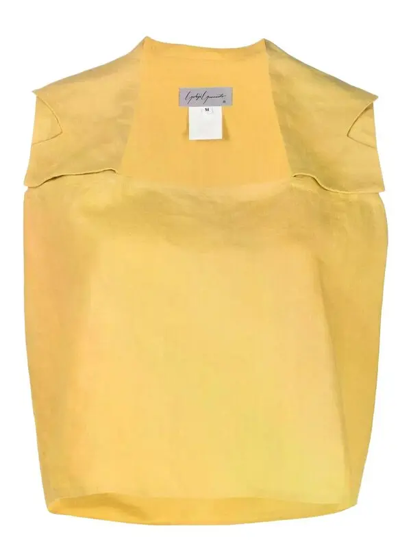 Yohji Yamamoto 1990s Draped-panel Linen Top - Yellow