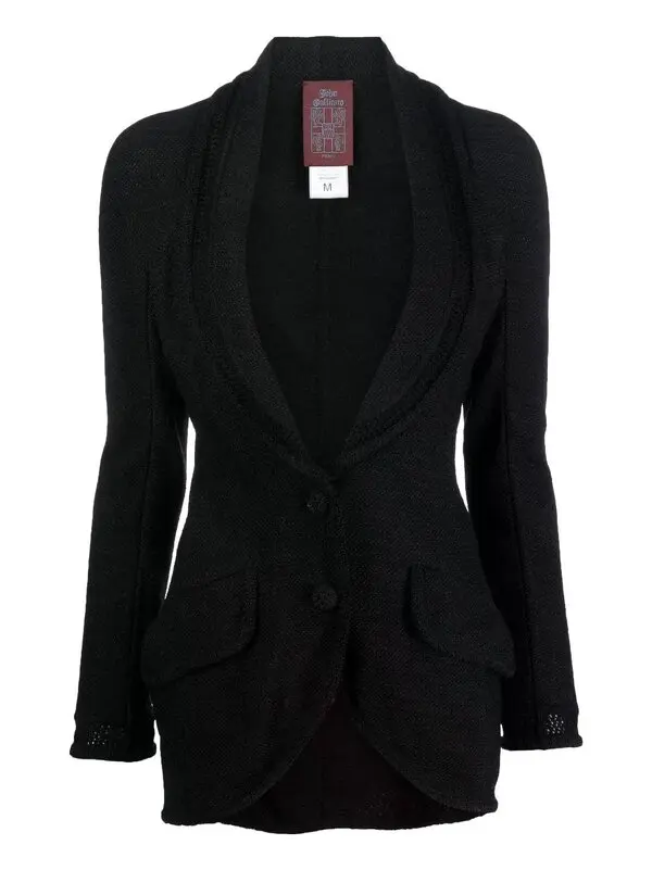 John Galliano 1990s Crochet Knit Blazer - Black