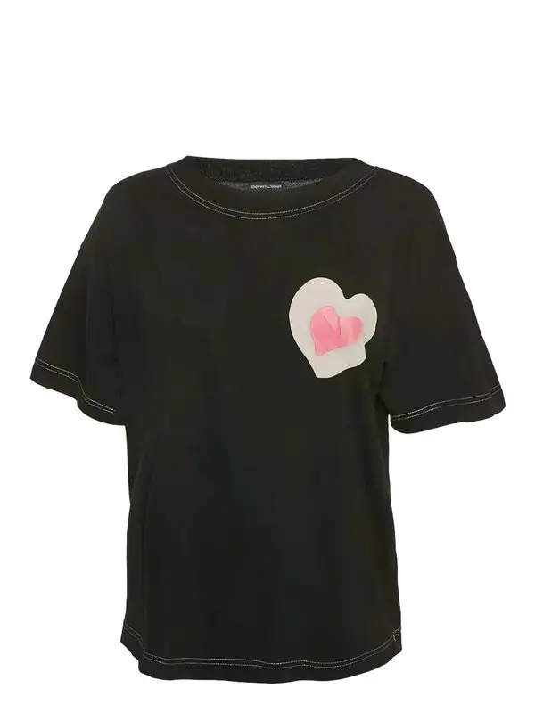 Emporio Armani Heart-appliqué Cotton T-shirt - Black