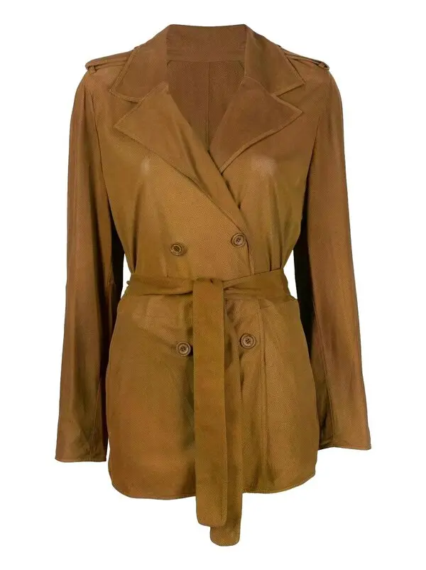 A.N.G.E.L.O. VINTAGE CULT 2000s Tied Waist Suede Jacket - Brown