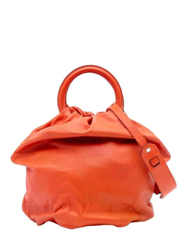 Loewe Gathered Lambskin Bounce Bag Satchel - Orange