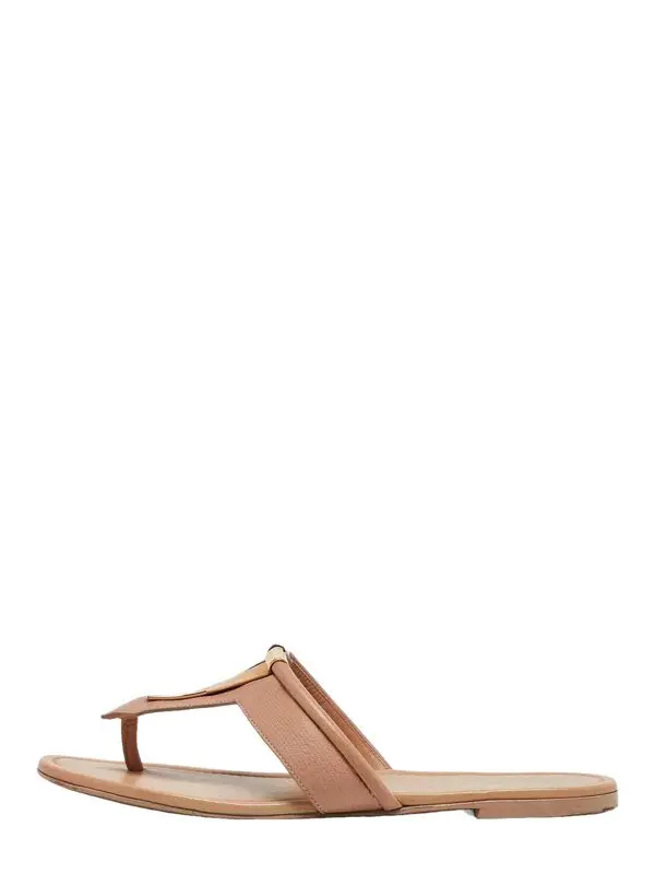 Saint Laurent Leather Y Motif Thong Flats - Neutrals