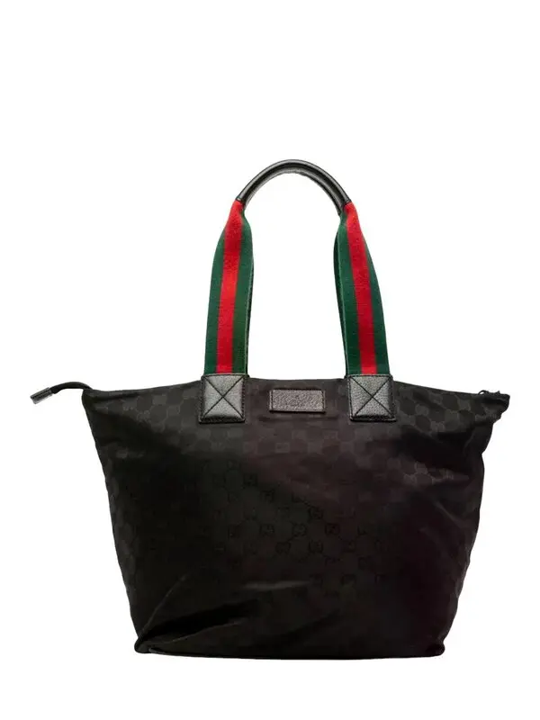 Gucci Gg Canvas Web Tote Bag - Black