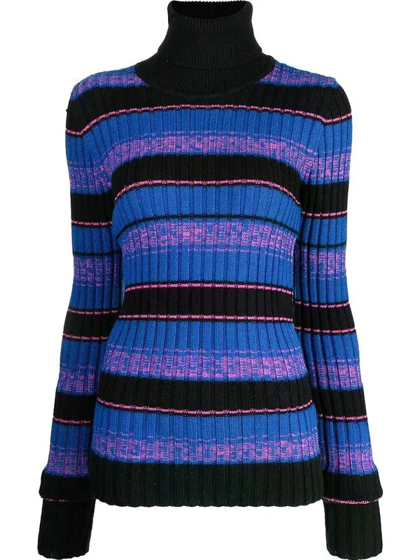 Maison Martin Margiela Striped Ribbed-knit Jumper - Blue