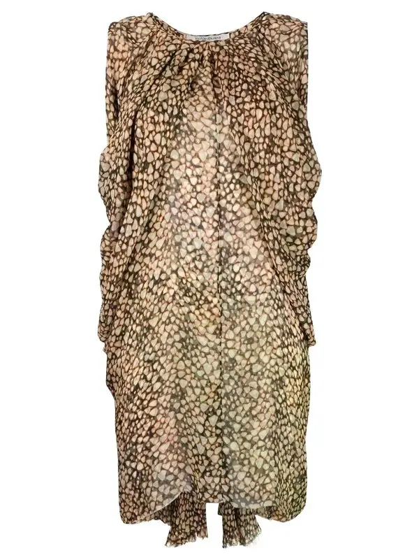 Saint Laurent 2000s Animal-print Sleeveless Silk Dress - Neutrals