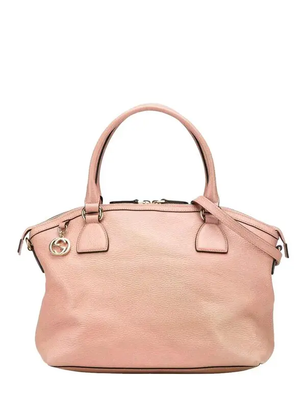 Gucci Medium Leather Gg Charm Dome Satchel - Pink