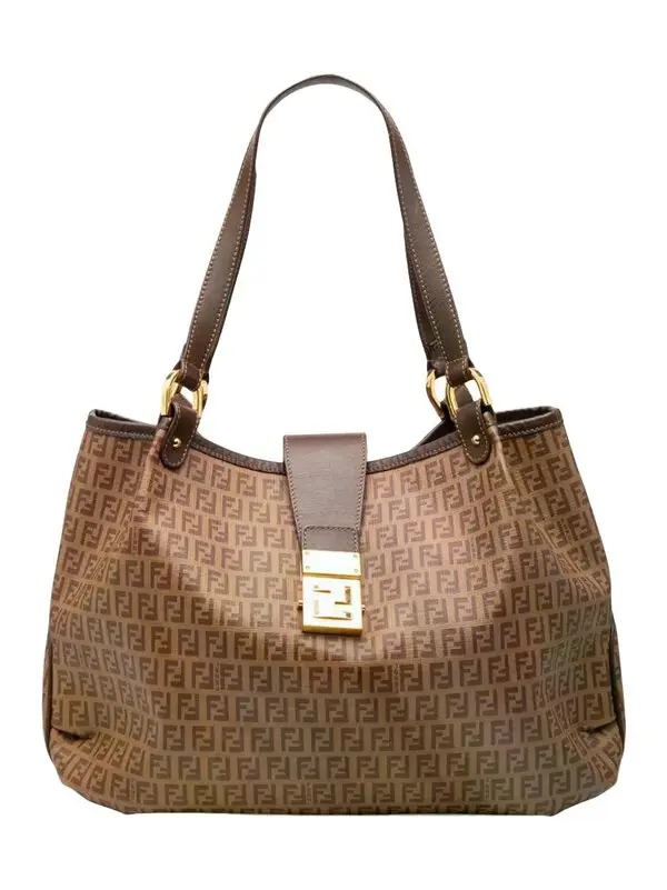 Fendi Zucchino Spalmati Chiusura Tote Bag - Brown
