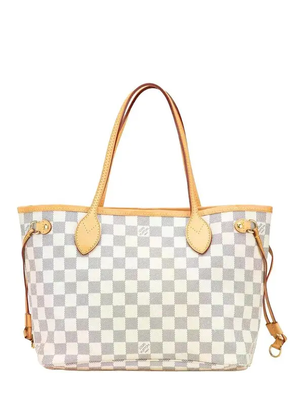 LOUIS VUITTON 2010 Damier Azur Neverfull Pm Tote Bag - White