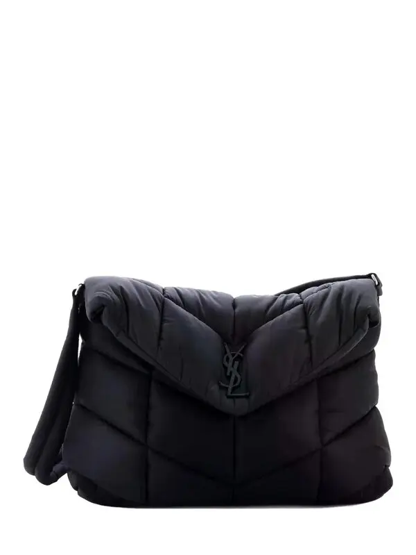 Saint Laurent Loulou Puffer Messenger Bag Quilted Econyl Shoulder Bag - Black