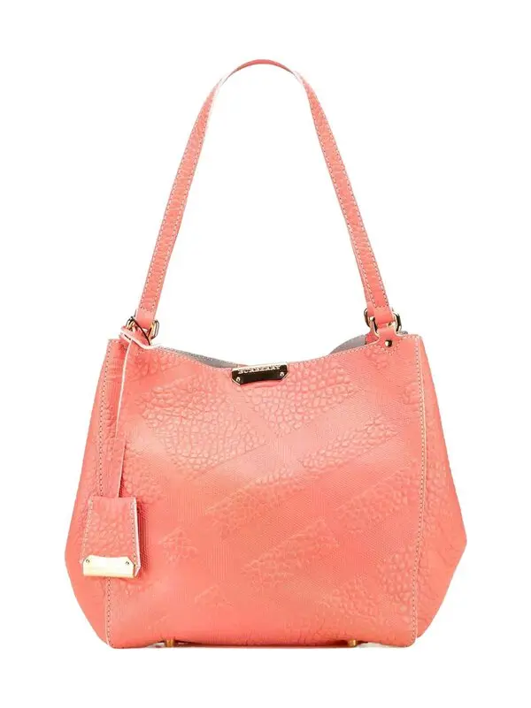 Burberry Small Embossed Grain Check Canterbury Tote Bag - Pink