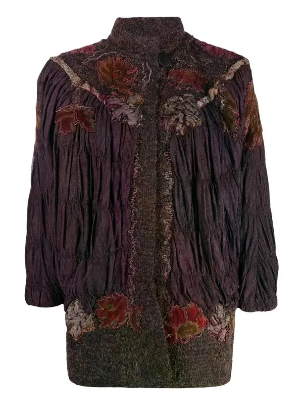A.N.G.E.L.O. VINTAGE CULT 1980s Floral-embroidered Ruched Jacket - Red