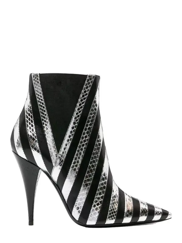 Saint Laurent Kiki 100mm Snakeskin-effect Striped Boots - Grey