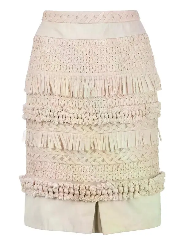 Valentino Garavani 2000s Macramé-detailing High-waisted Skirt - Neutrals