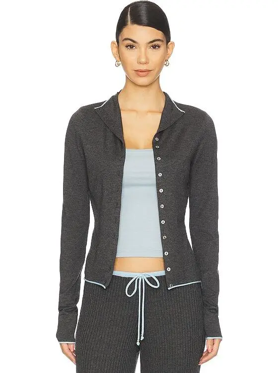 Frankies Bikinis Leo Knit Cardigan - Stone