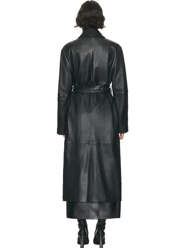 TOTEME Belted Leather Coat - Black