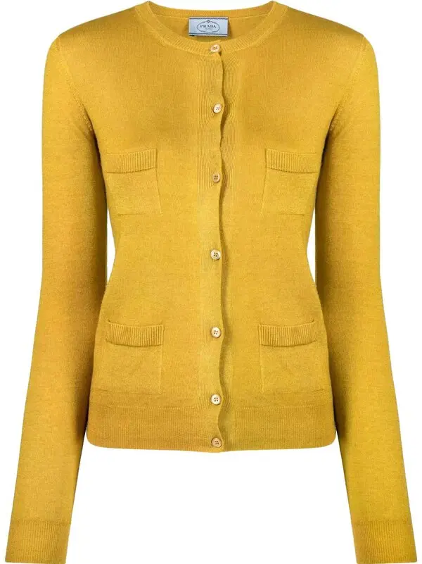 Prada Cashmere-silk Blend Cardigan Top - Yellow