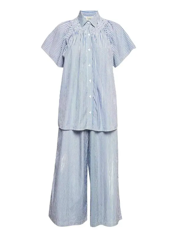 Max Mara Striped Cotton Shirt And Trousers Set - Blue