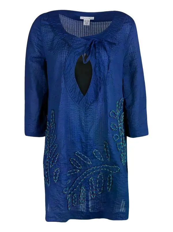 Diane Von Furstenberg Leaf-embroidered Drawstring Top - Blue