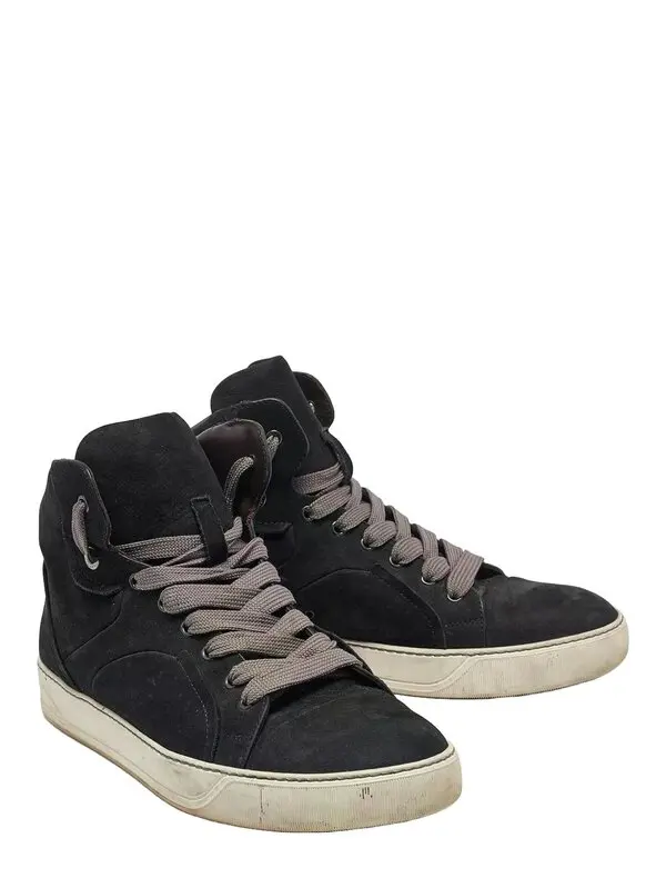 LANVIN Hi-top Suede Sneakers - Black