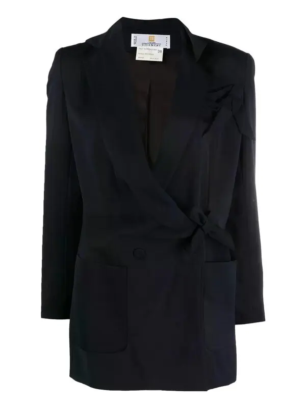Givenchy 1990s Bow-detail Double-breasted Blazer - Blue