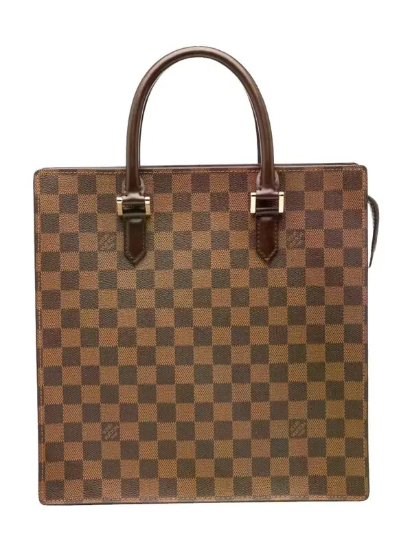 LOUIS VUITTON 2002 Damier Ebene Venice Sac Plat Tote Bag - Brown