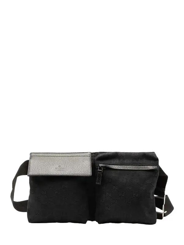 Gucci Gg Canvas Double Pocket Belt Bag - Black