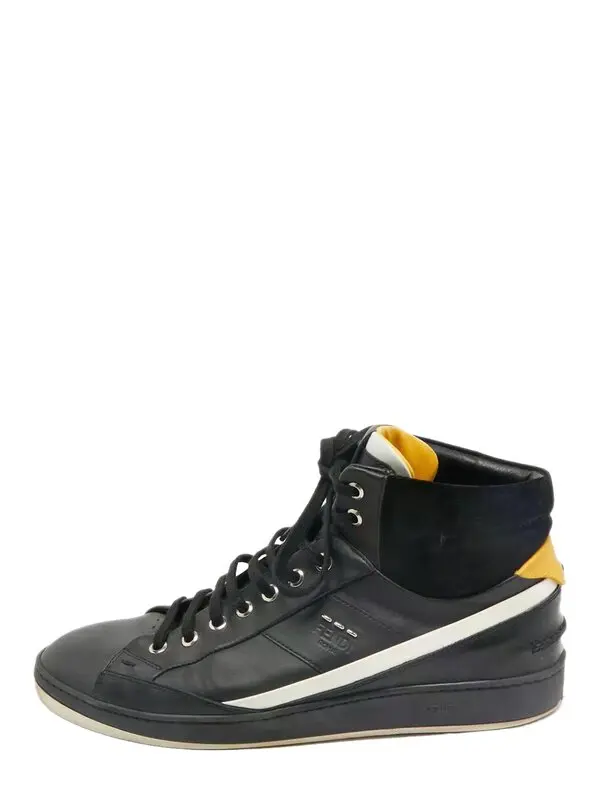 Fendi Leather Suede High-top Sneakers - Black